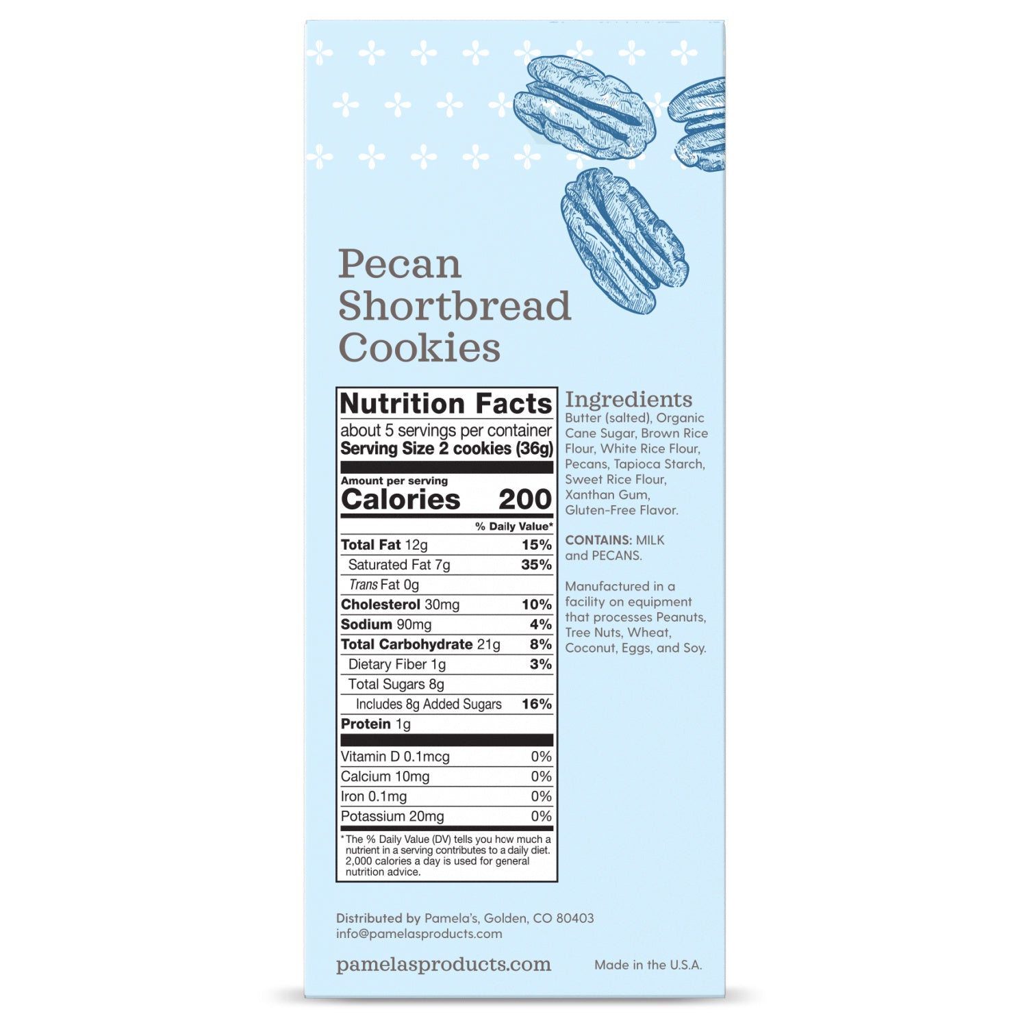 Pamela's Pecan Shortbread Traditional Cookies, 6.25 OZ