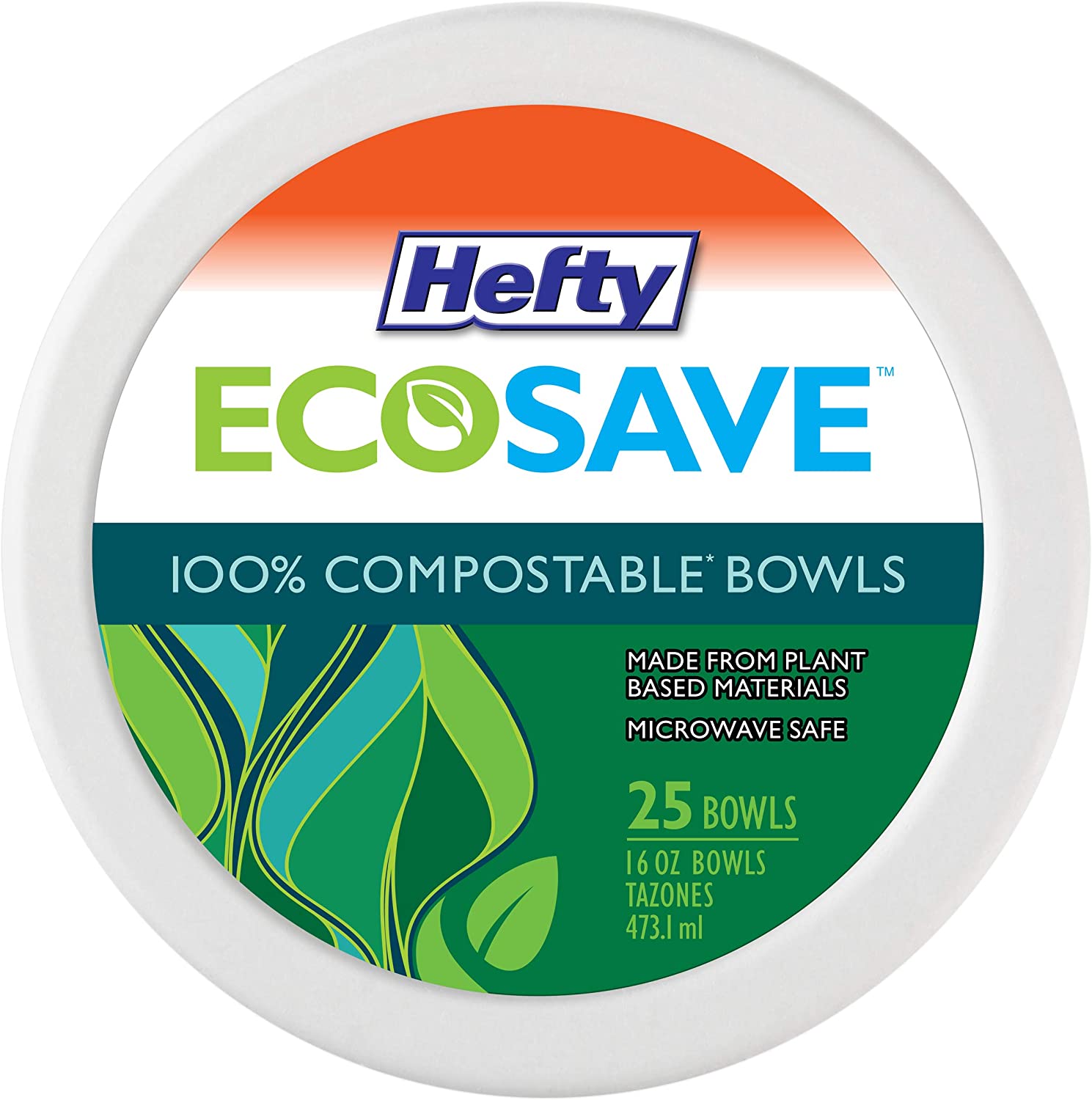 Hefty EcoSave Compostable Paper Bowls, 25 CT