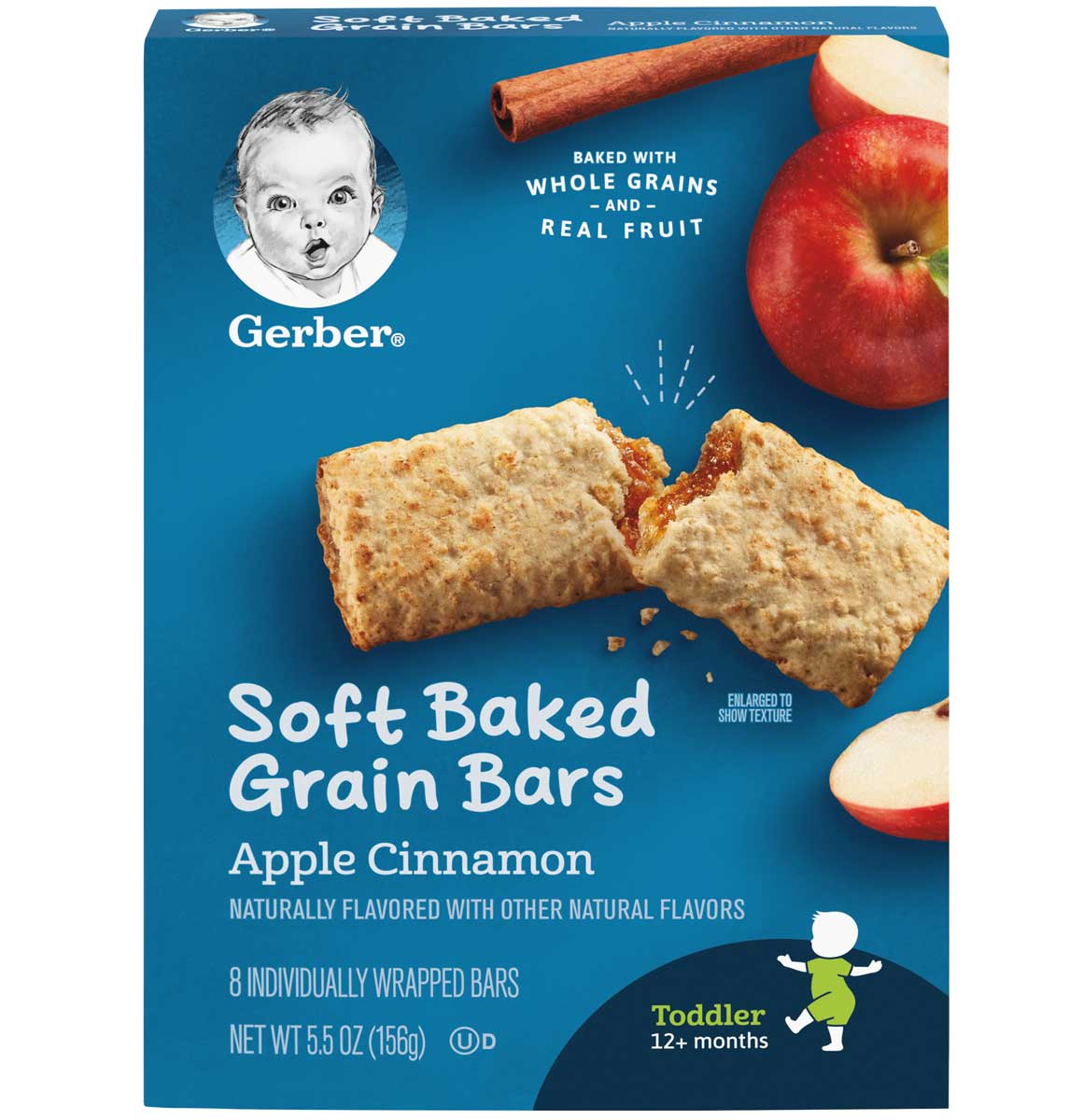 Gerber Fruit & Cereal Bars, Apple Cinnamon, 5.5 OZ